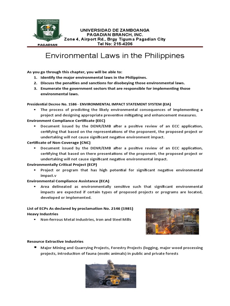 Environmental Laws in The Philippines | PDF | Environmental Impact ...