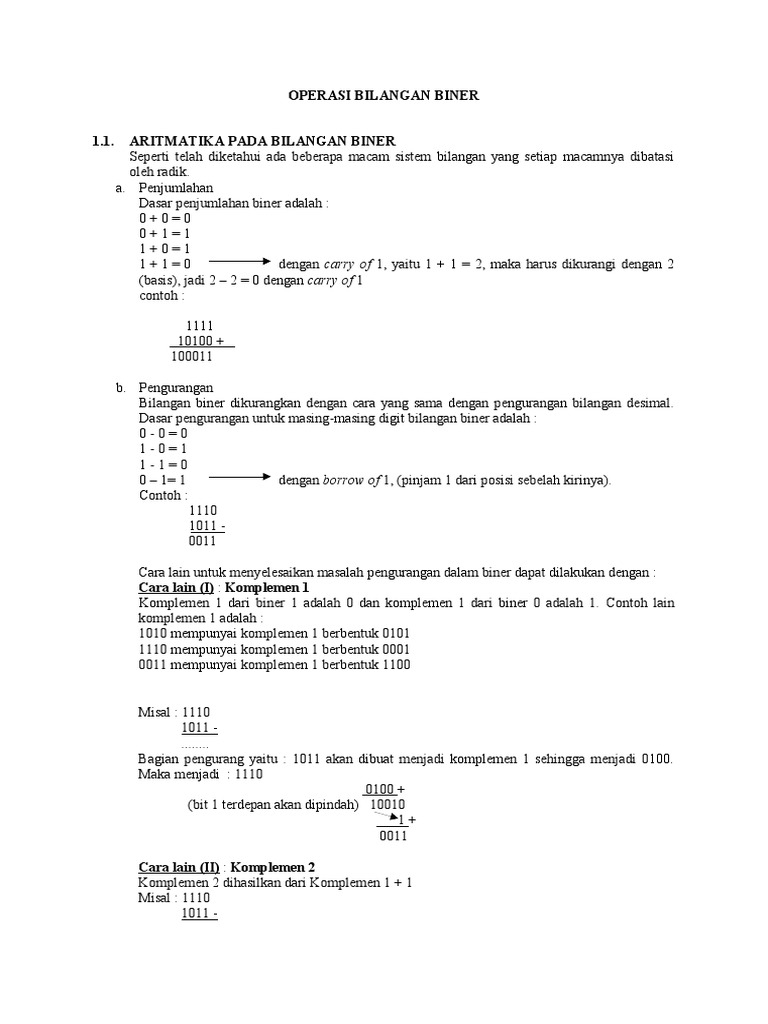 Operasi Bilangan Biner | PDF