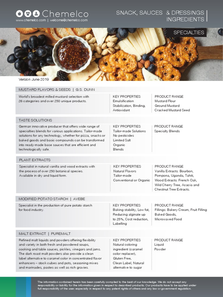 Chemelco | PDF | Mustard (Condiment) | Foods