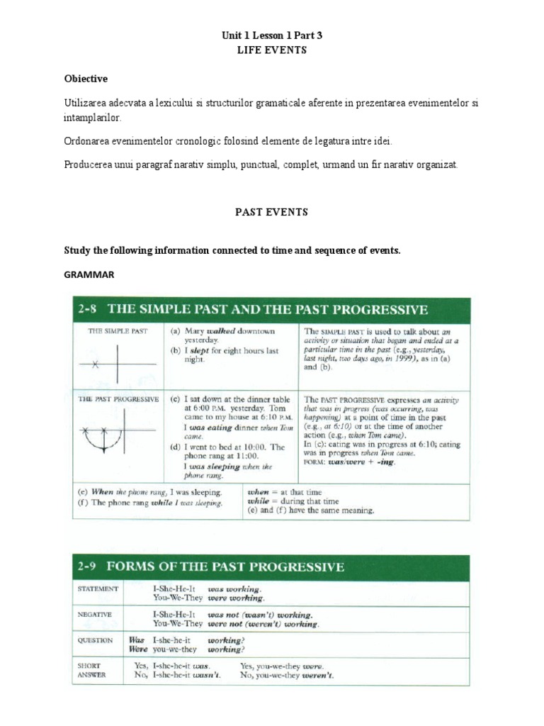 Unit 1 Lesson 1 Part 3 Past Events | PDF | Grammar | Linguistics Unit 1 Lesson 1 Part 3 Past Events | PDF | Grammar | Linguistics