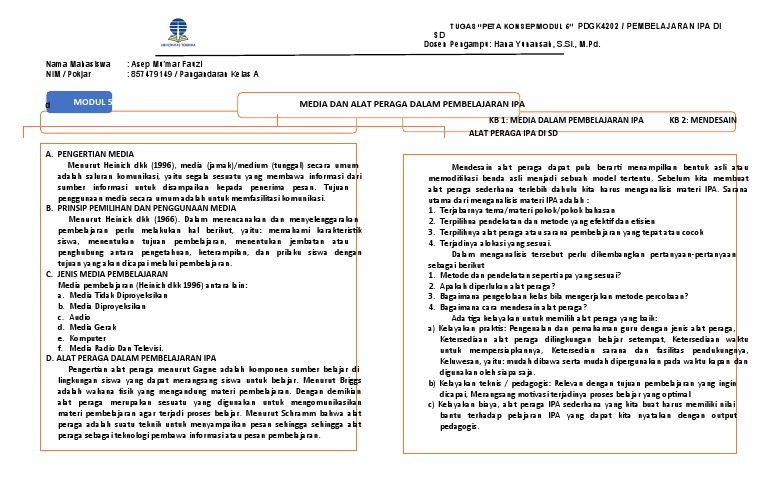 Peta Konsep Ipa Modul 5 Asep MF | PDF | Karier & Perkembangan | Seni