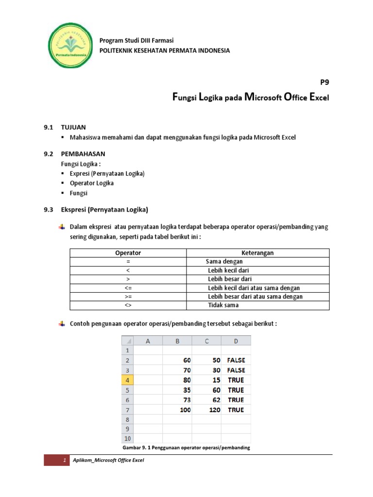Adoc - Pub - Fungsi Logika Pada Microsoft Office Excel | PDF