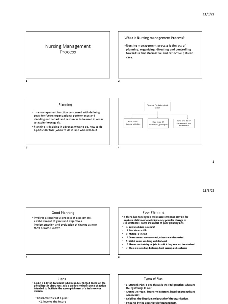 Nursing Management Process Overview | PDF | Strategic Planning | Goal