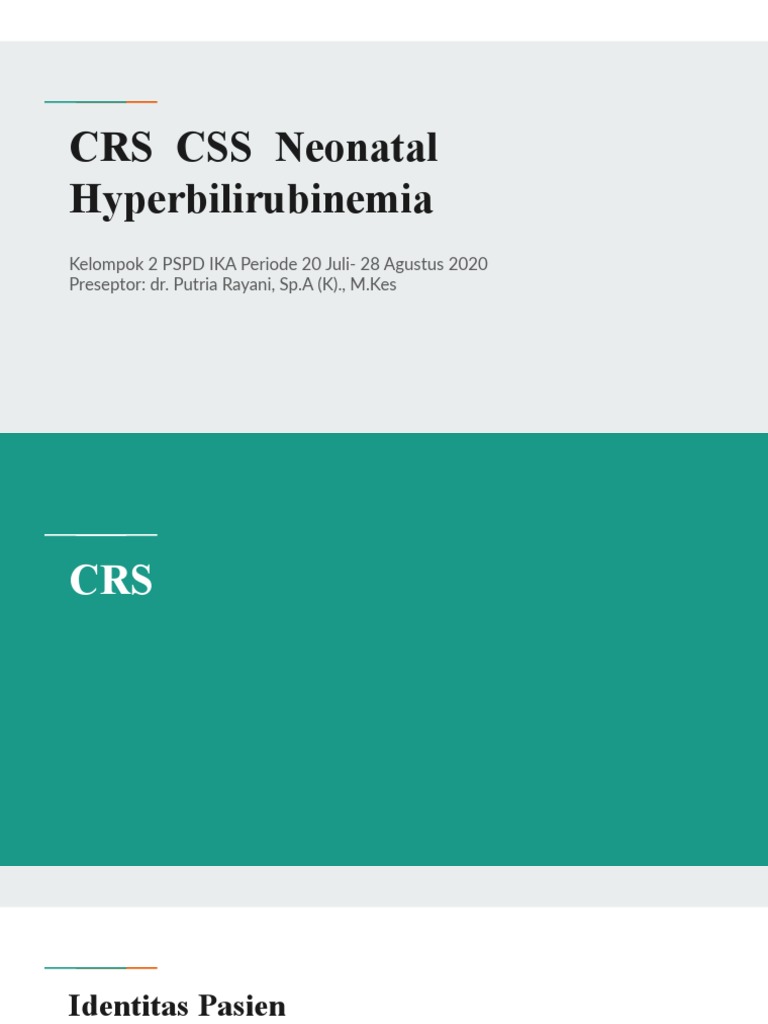 CRS CSS Neonatal Hyperbilirubinemia | PDF | Sains & Matematika | Gaya Hidup