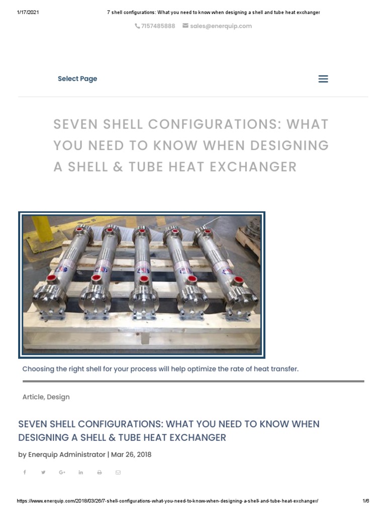 Shell Configurations for Heat Exchangers | PDF | Heat Exchanger ...