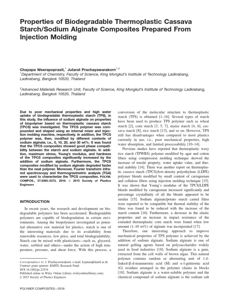 Properties of Biodegradable Thermoplastic Cassava Starch Orsodium ...