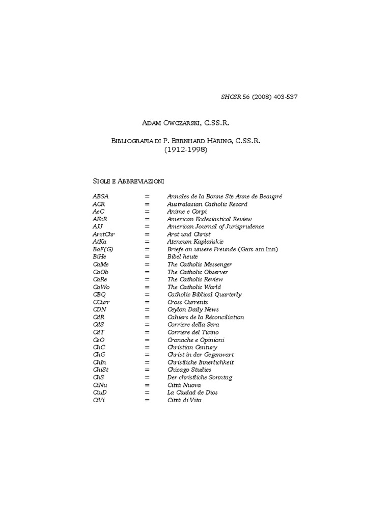 Bernhard Haring Bibliografia | PDF