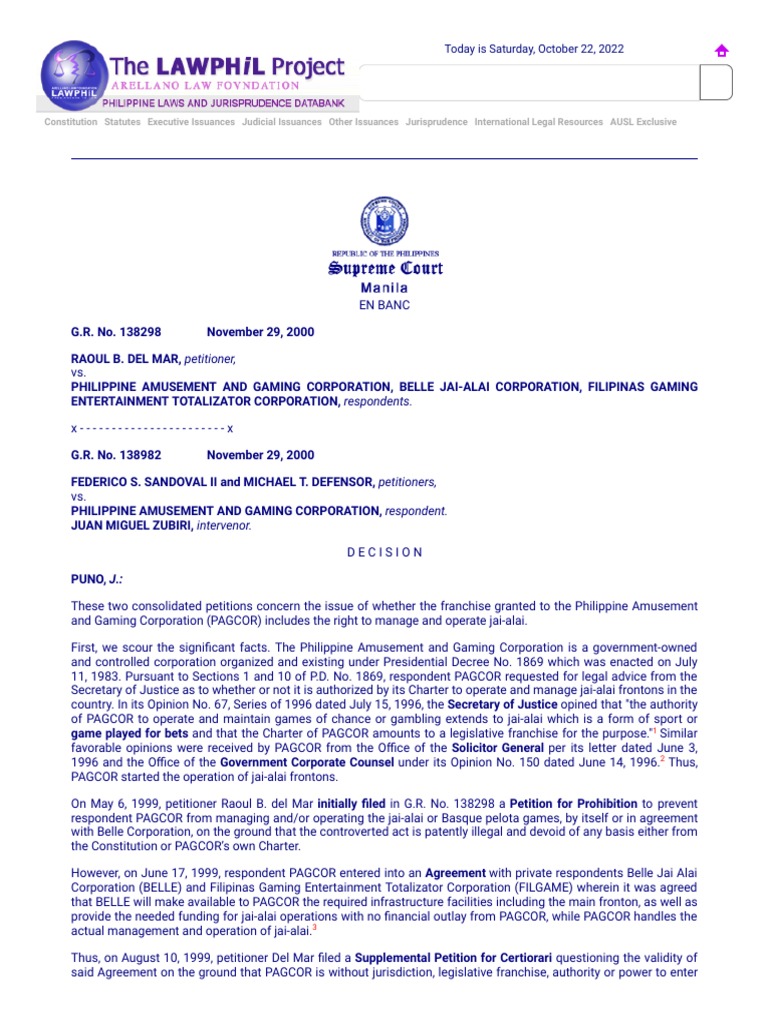 Pagcor | PDF | Standing (Law) | Franchising