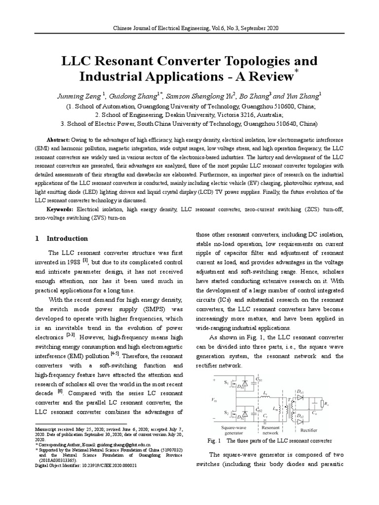 LLC Resonant Converter Topologies and Industrial Applications A Review | PDF | Resonance | Rectifier