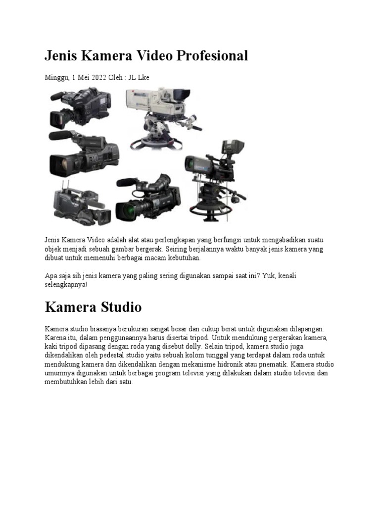Jenis Kamera Video Profesional Tpav | PDF