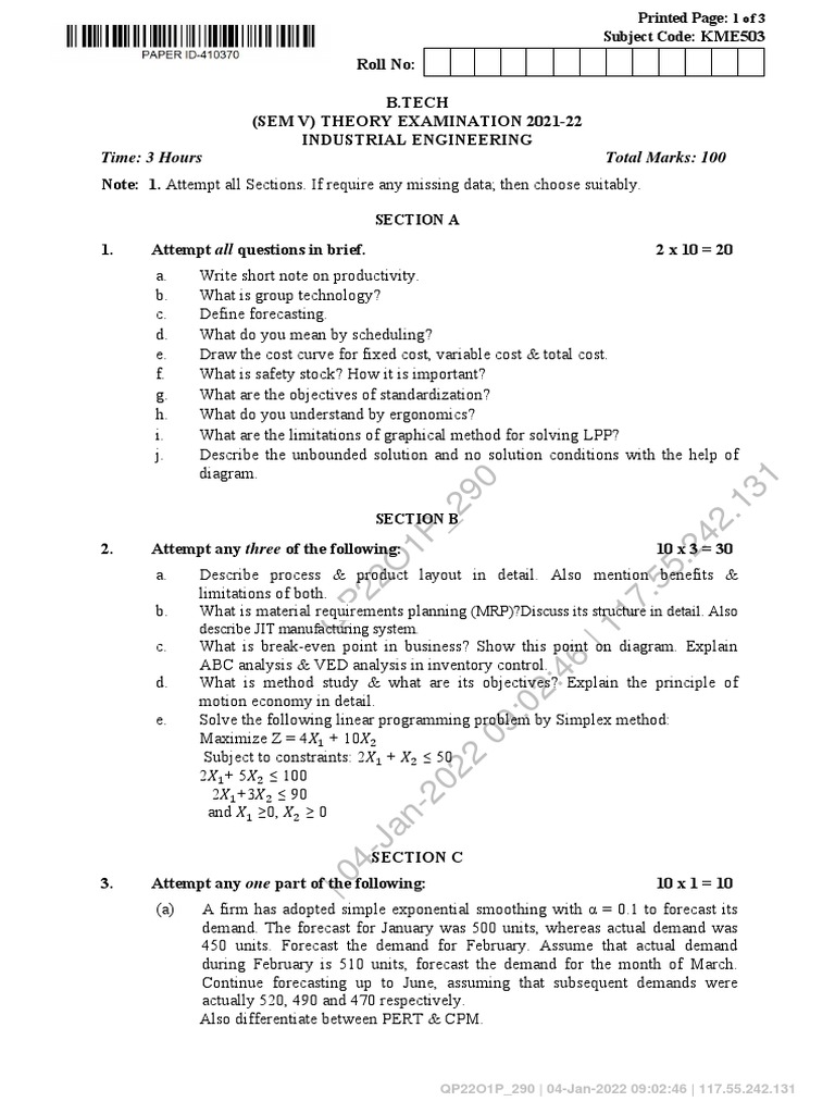 Industrial Engineering Kme 503 1 | PDF | Economies | Business Process