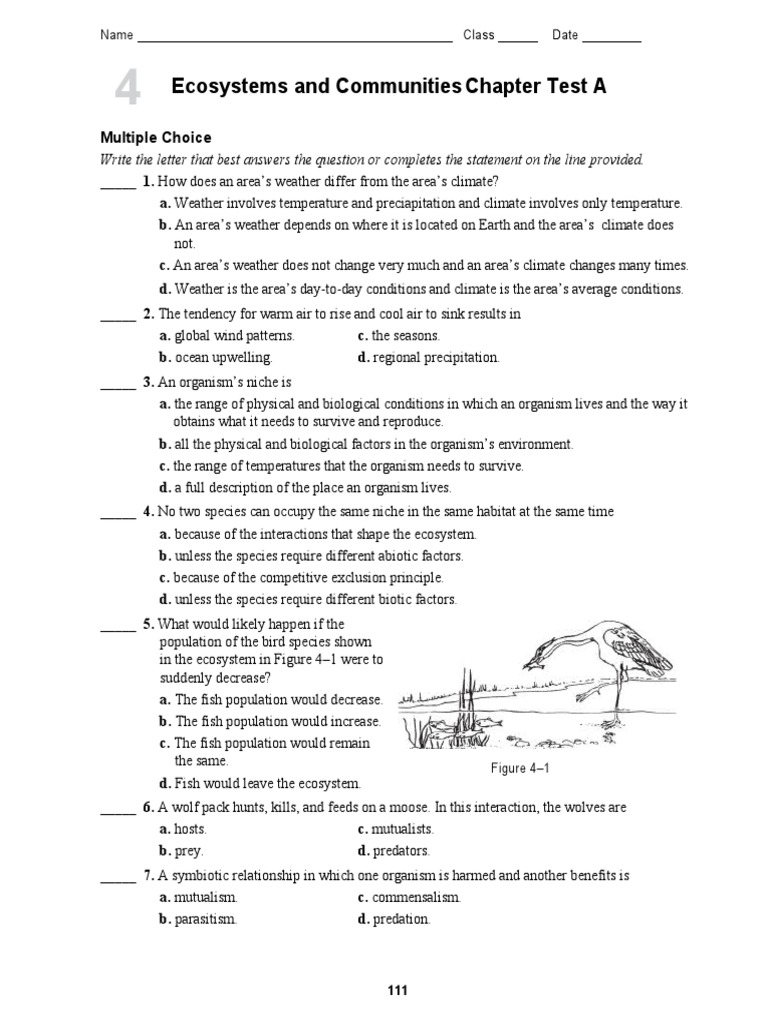 Ecosystems and Communities Test | PDF | Ecological Niche | Sea