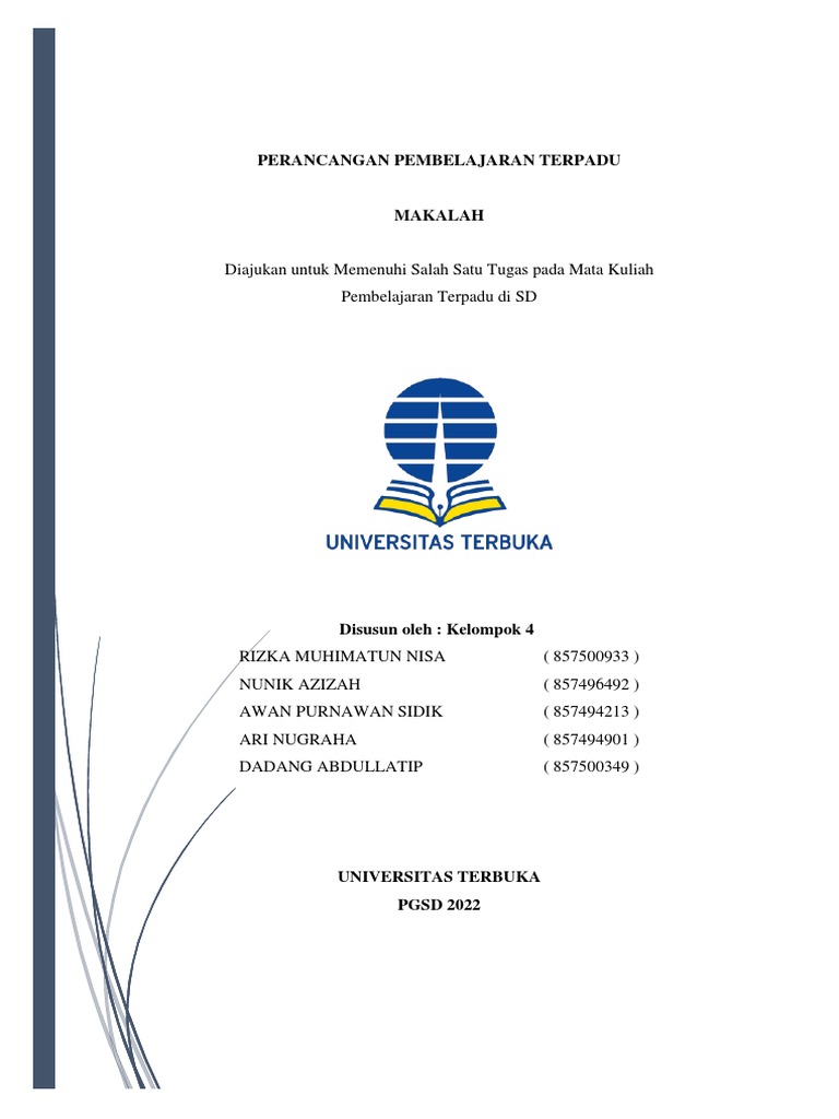 Makalah - Pembelajaran Terpadu Di SD - Modul 4 | PDF