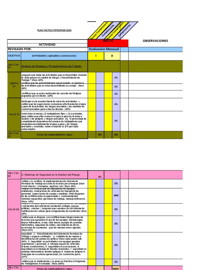 Plan Tactico para Formular | PDF | Seguridad y salud ocupacional ...