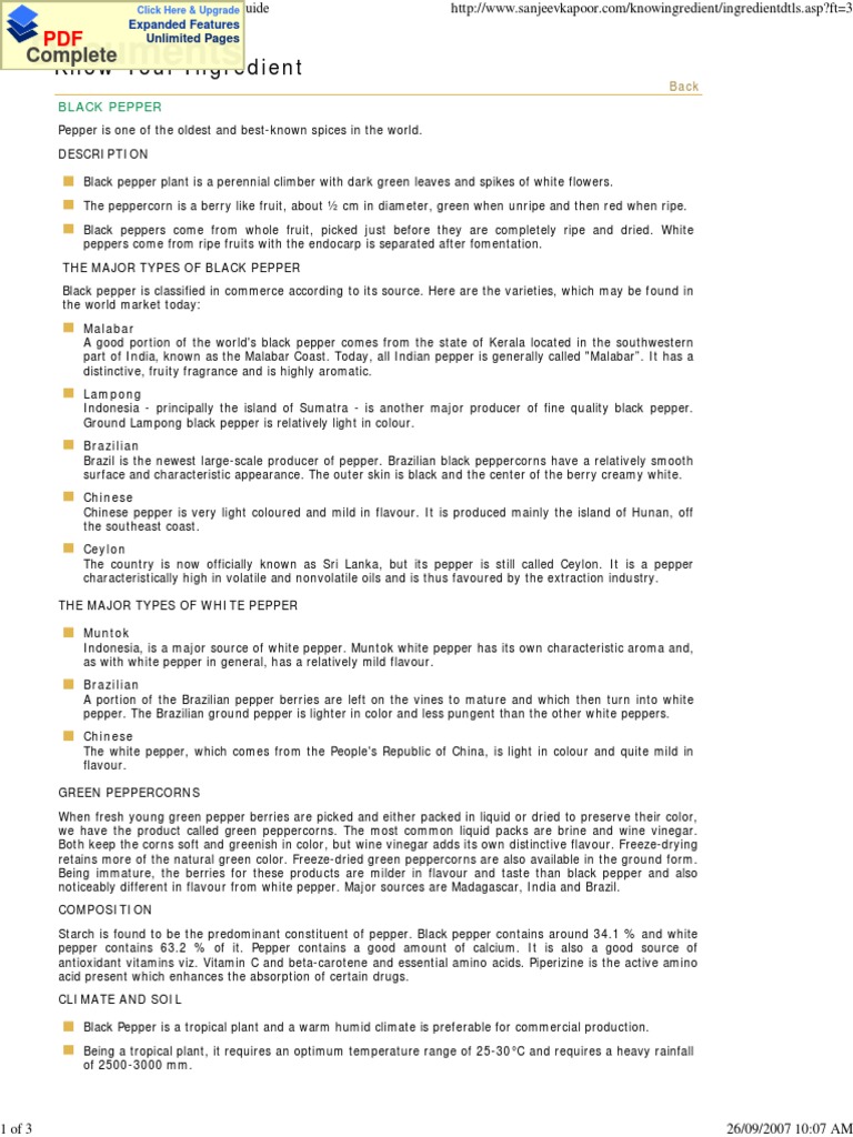 Black Pepper | PDF | Black Pepper | Plants