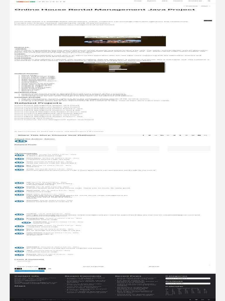 Online House Rental Management Java Project - 1000 Projects | PDF ...