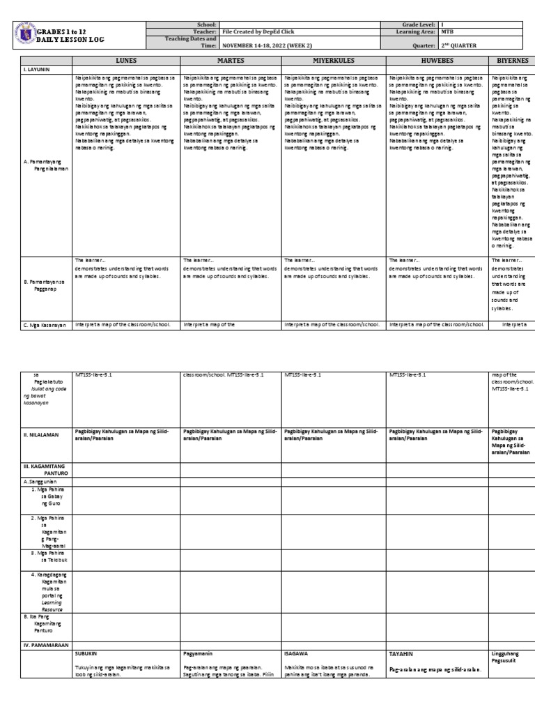 DLL - MTB 1 - Q2 - W2 | PDF