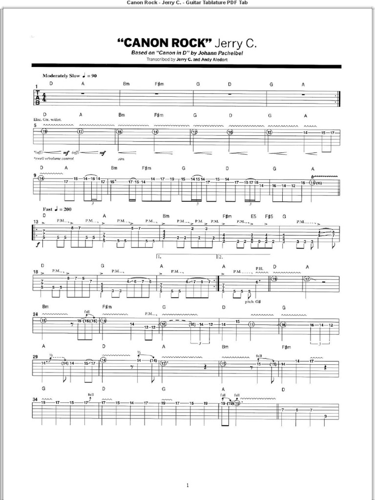 Canon Rock - Jerry C. - Guitar Tab PDF - CanonRock | PDF