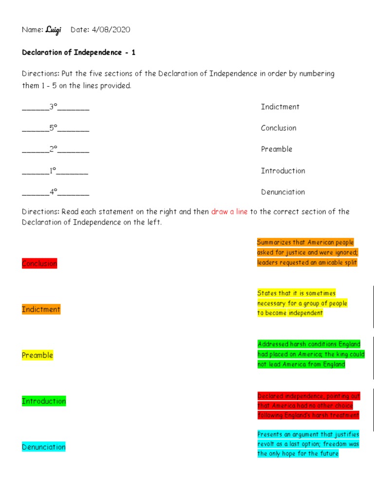 Declaration of Independence 1 | PDF