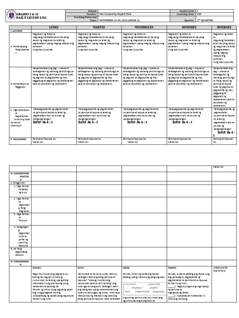 DLL - Esp 1 - Q2 - W2 | PDF