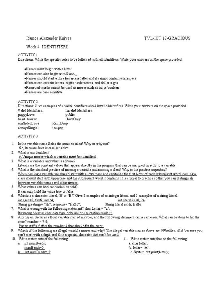 Java Identifier Rules Guide | PDF | Computers