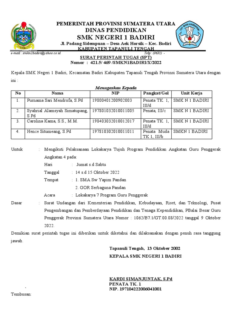 Surat Perintah Tugas (SPT) PP-3 | PDF