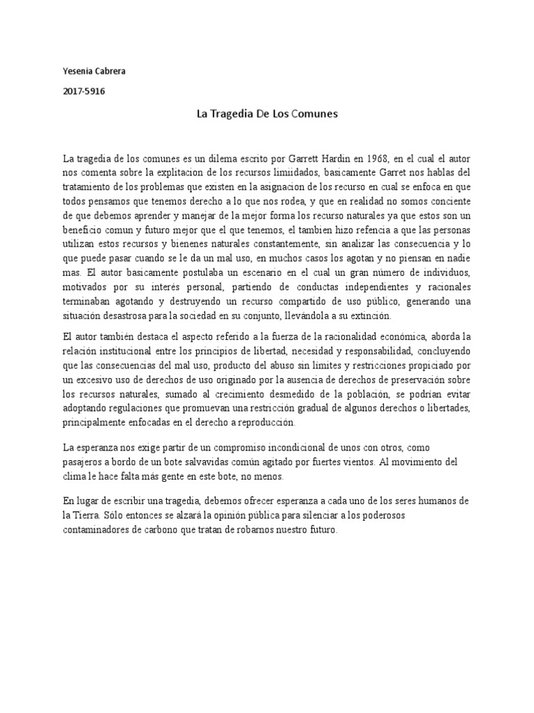 La Tragedia de Los Comunes | PDF | Política | Ciencias sociales