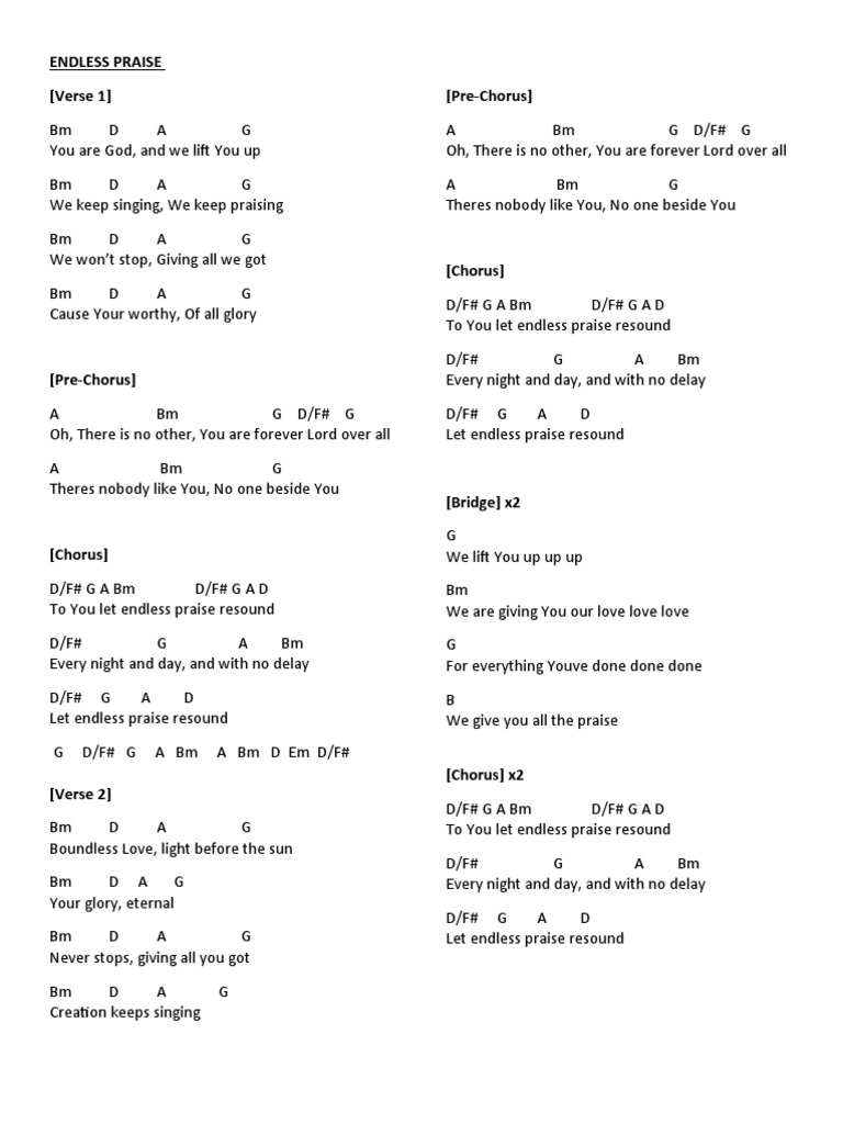 ENDLESS PRAISE Chords | PDF | Song Structure | Musical Compositions