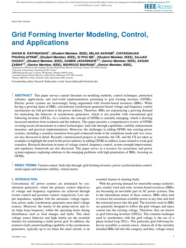 Grid Forming Inverter Modeling Control and Applica | PDF | Electrical ...