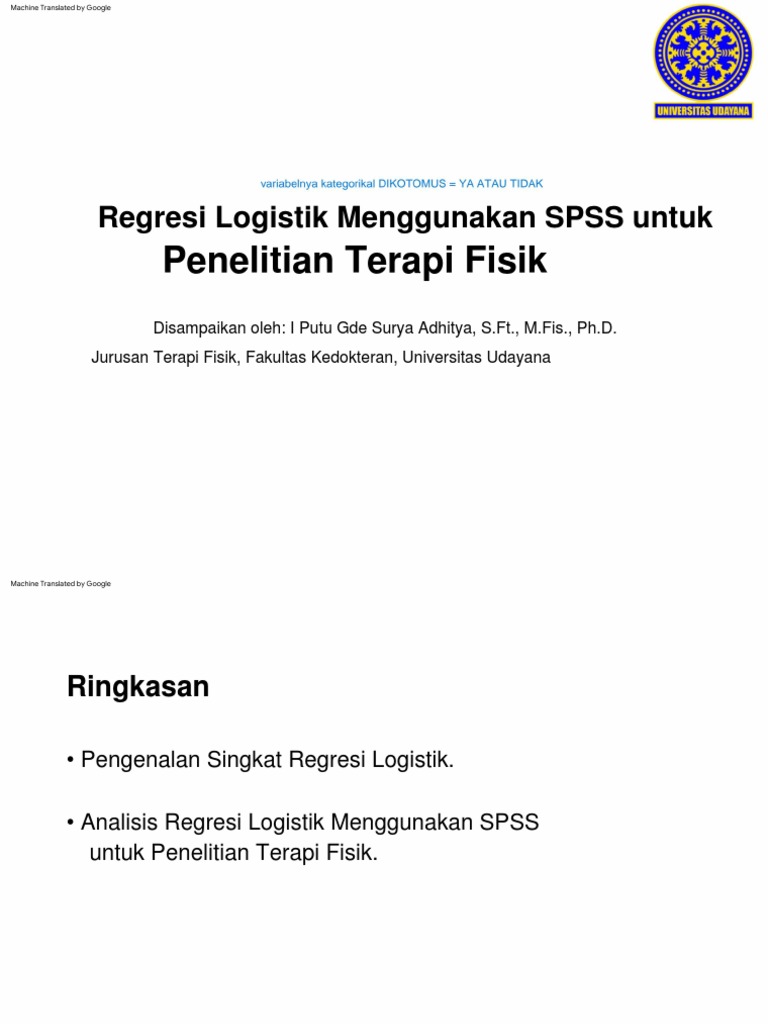 LEC 26 Logistic Regression Using SPSS | PDF | Metode & Bahan Ajar | Sains & Matematika