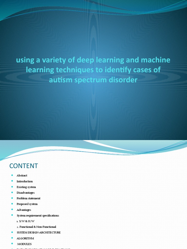 Analysis and Detection of Autism Spectrum Disorder Using Machine Learning Techniques-Ppt-1 | PDF ...