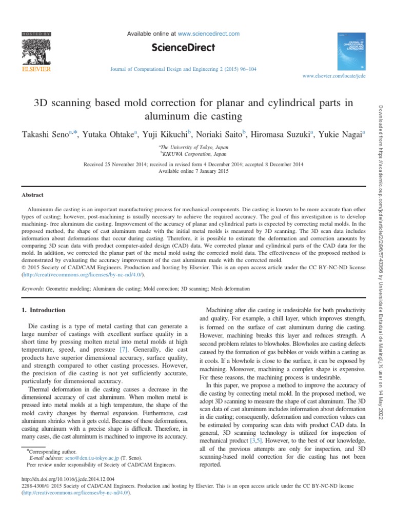 3D Scanning Based Mold Correction for Planar and Cylindrical Parts in ...