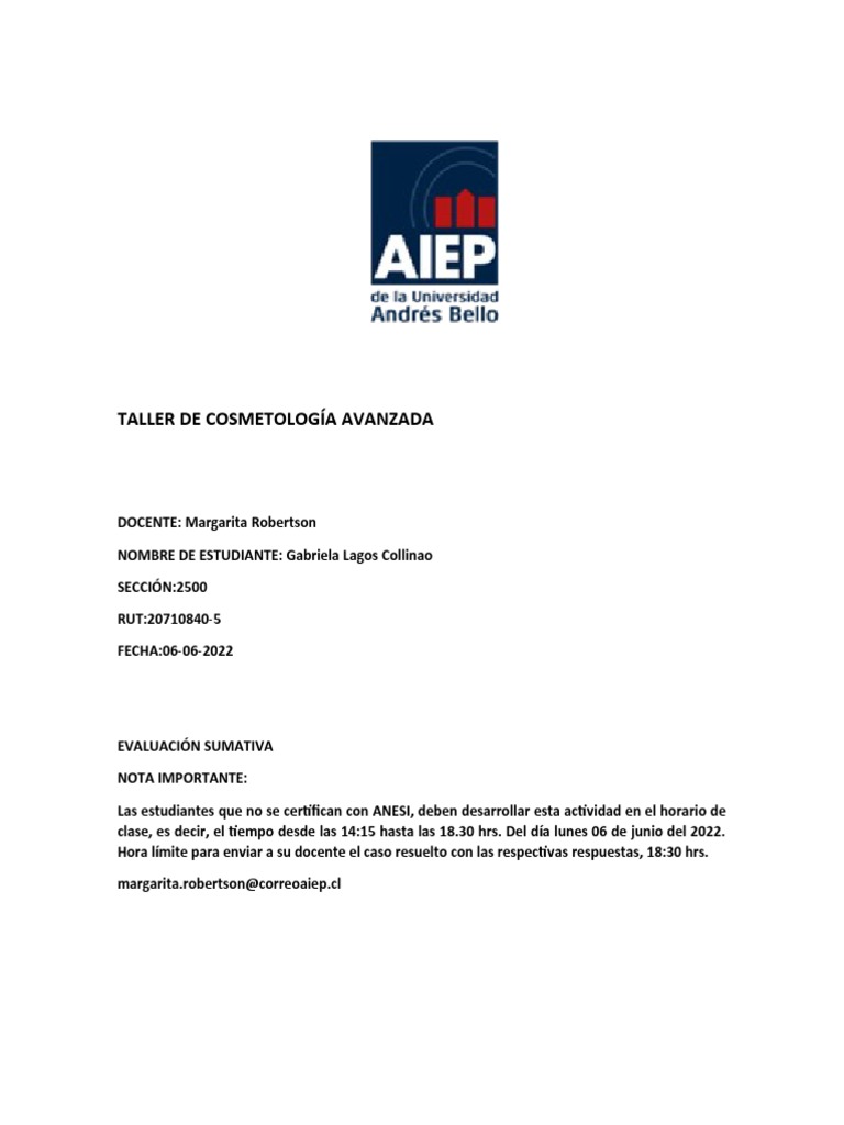 Eval. Sum. Cos 301 Anesi-2500 (1) Gabriela Lagos | PDF | Órgano (anatomía) | Cuerpo humano