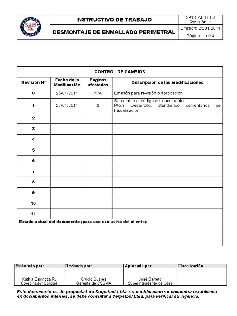 Desmontaje de Enmallado Perimetral | PDF | Tecnología