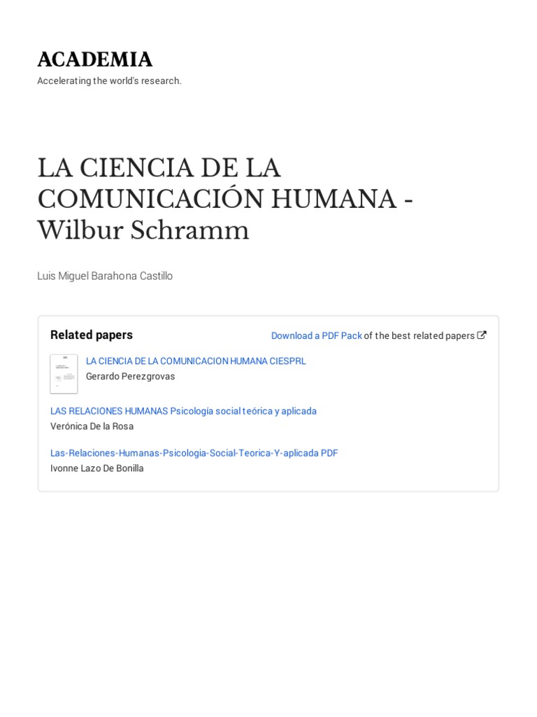 Schramm Wilbur - La Ciencia de La Comunicacion Humana-with-cover-page ...