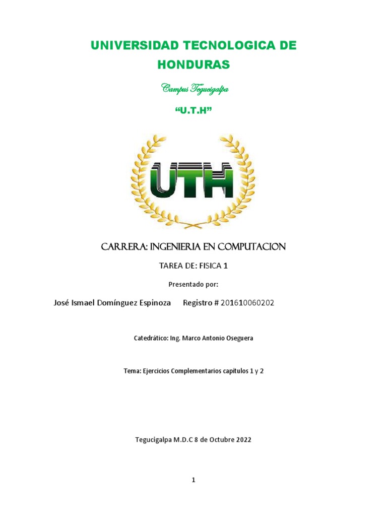 Tarea Individual Fisica 1 Ejercicios Capit 1 y 2 | PDF