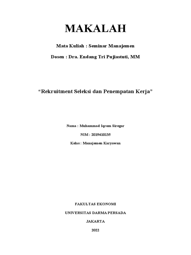 Rekrutmen dan Seleksi Kerja | PDF | Karier & Perkembangan | Bisnis
