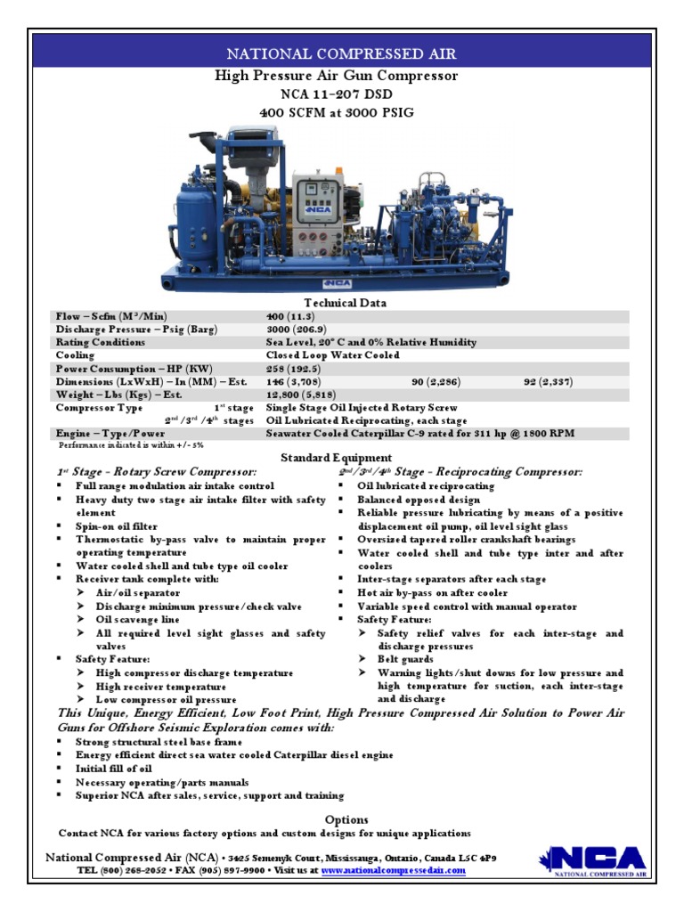 10A - NCA 11-207 Marine Seismic Air Gun Compressors | PDF | Valve | Manufactured Goods