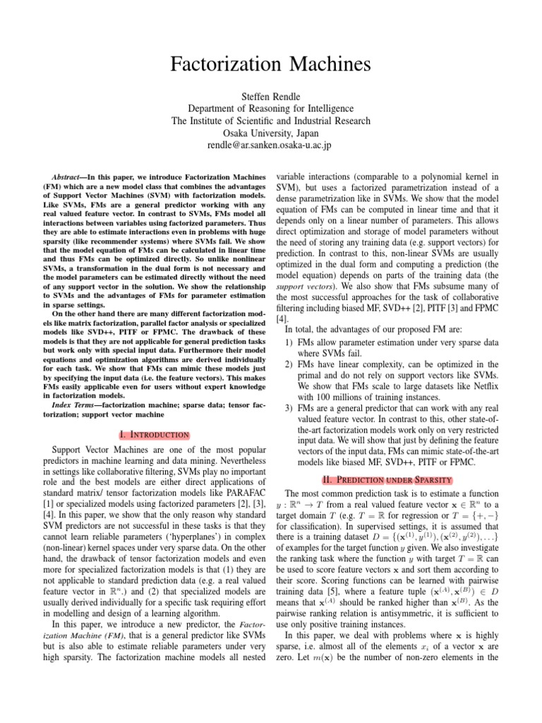 Factorization Machines Explained | PDF | Mathematics | Applied Mathematics