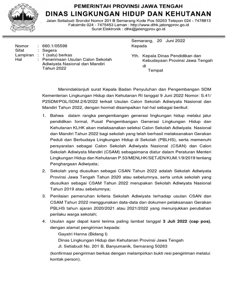 (Tembusan) Surat CSANM SMA Sederajat | PDF