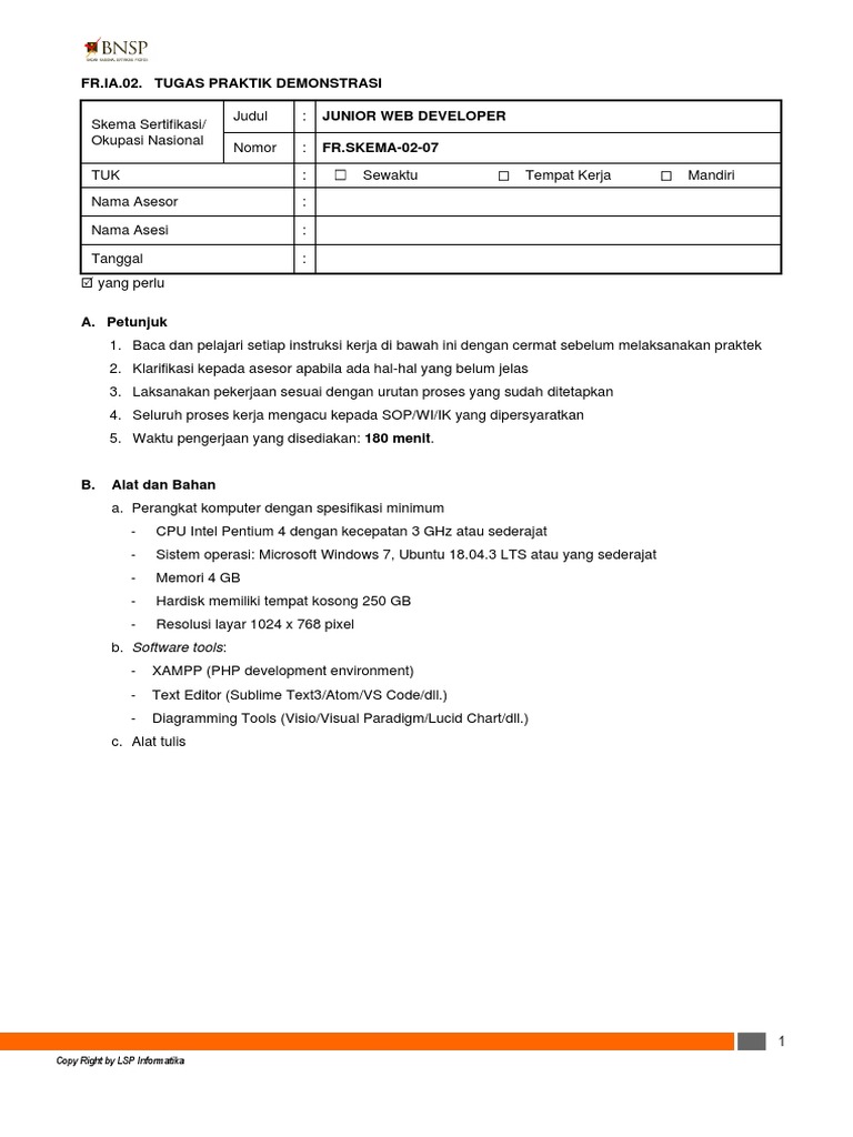 Tugas Praktik Junior Web Developer | PDF