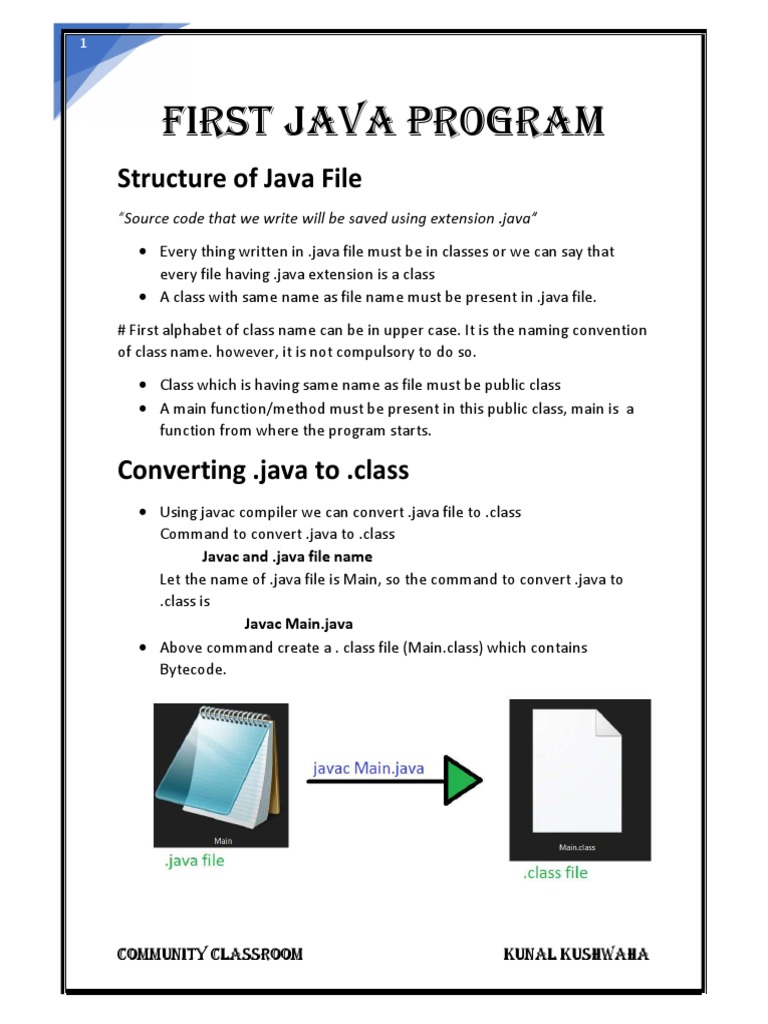 First Java Program Notes | PDF | Java (Programming Language) | Boolean ...