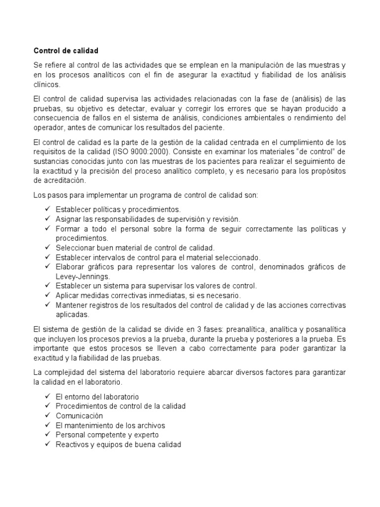 Control De Calidad Y Mejora Continua Pdf Calidad Comercial