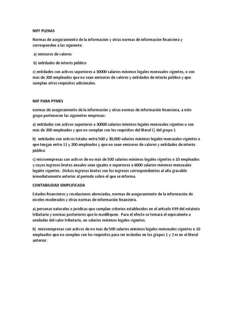 Niff Grupo 1, 2, 3 | PDF | Estado financiero | Salario mínimo