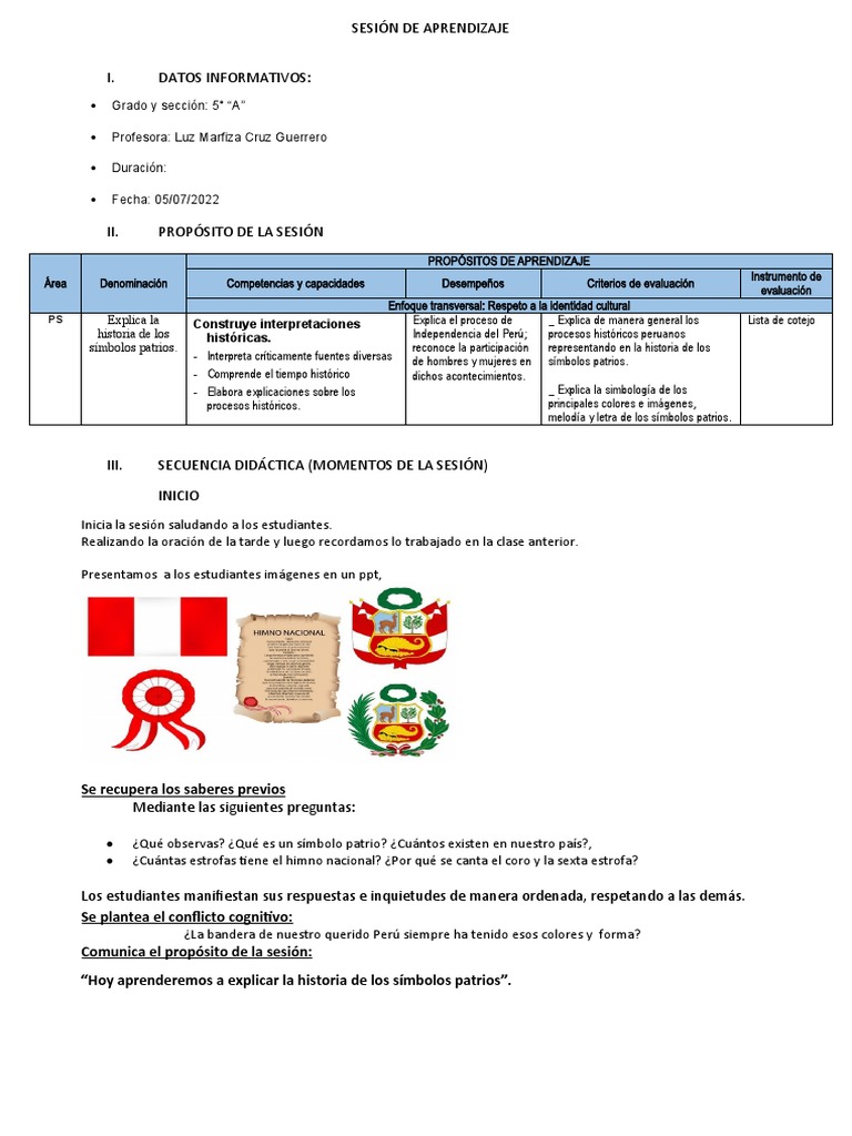Simbolos Patrios | PDF | Evaluación | Perú