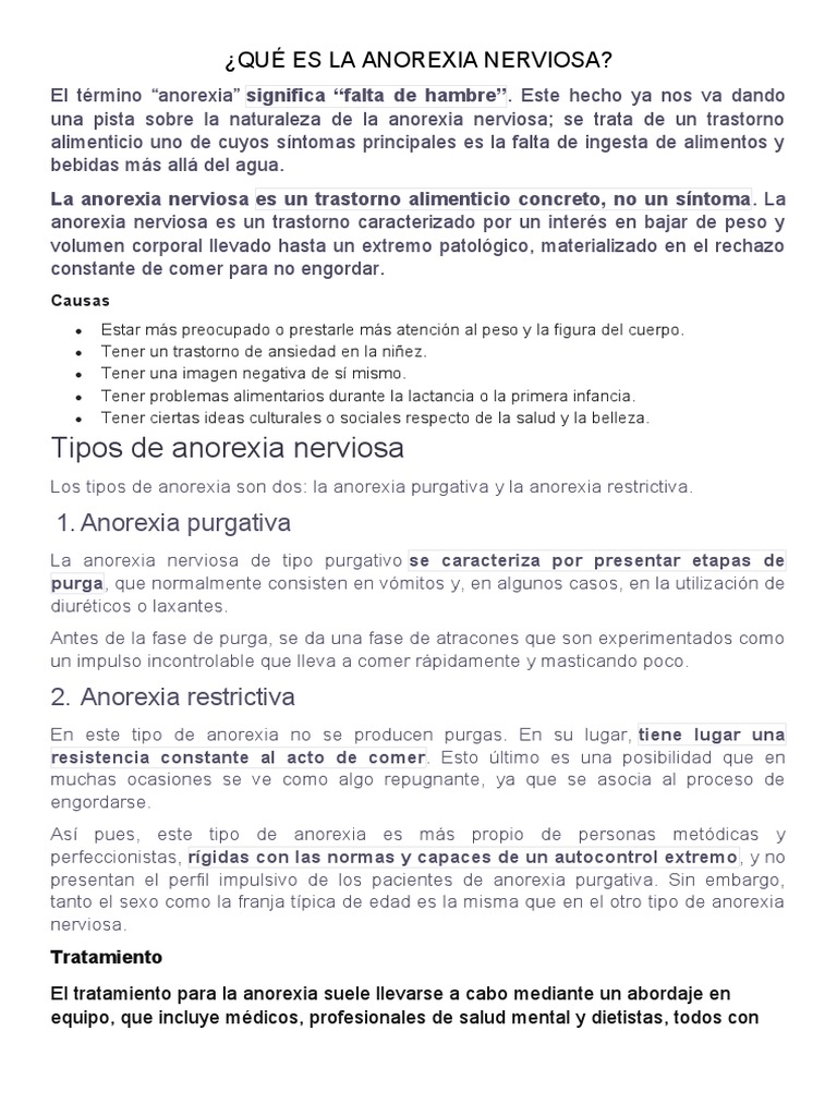 Qué Es La Anorexia Nerviosa Exposicion | PDF | Anorexia nerviosa ...