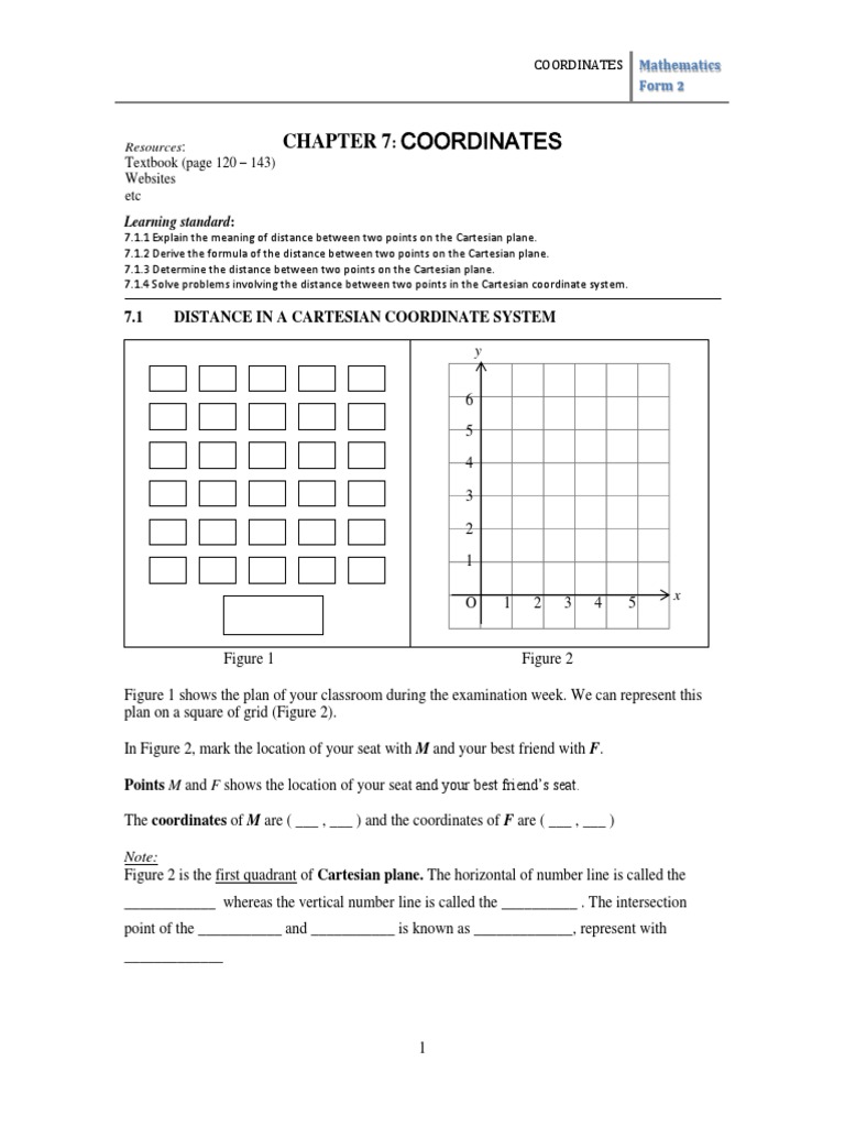 CHAPTER 7 COORDINATES | PDF | Cartesian Coordinate System | Geometry