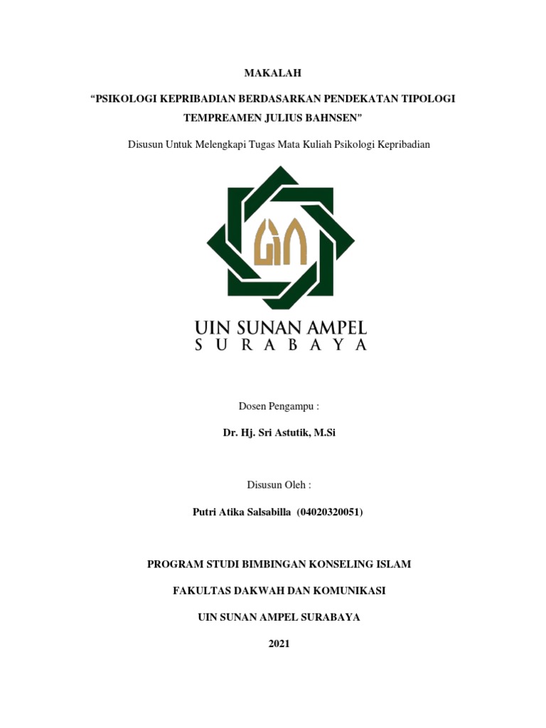 Tipologi Temperamen Julius Bahnsen | PDF