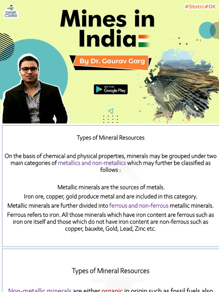 Mines in India PPT | PDF | Iron Ore | Bituminous Coal