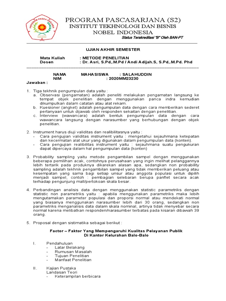 Uas Metode Pen | PDF